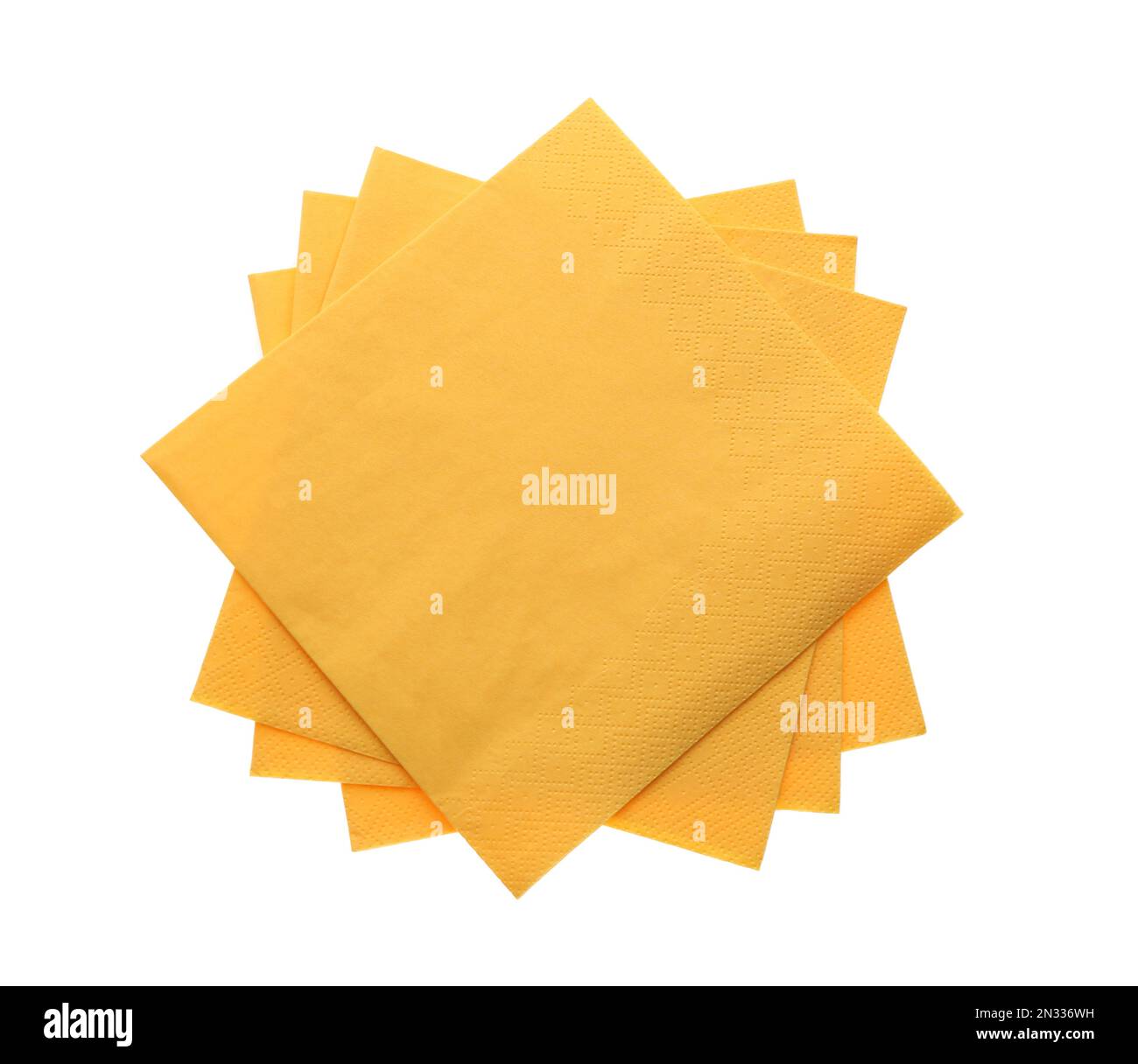 Yellow clean paper tissues on white background, top view Stock Photo ...