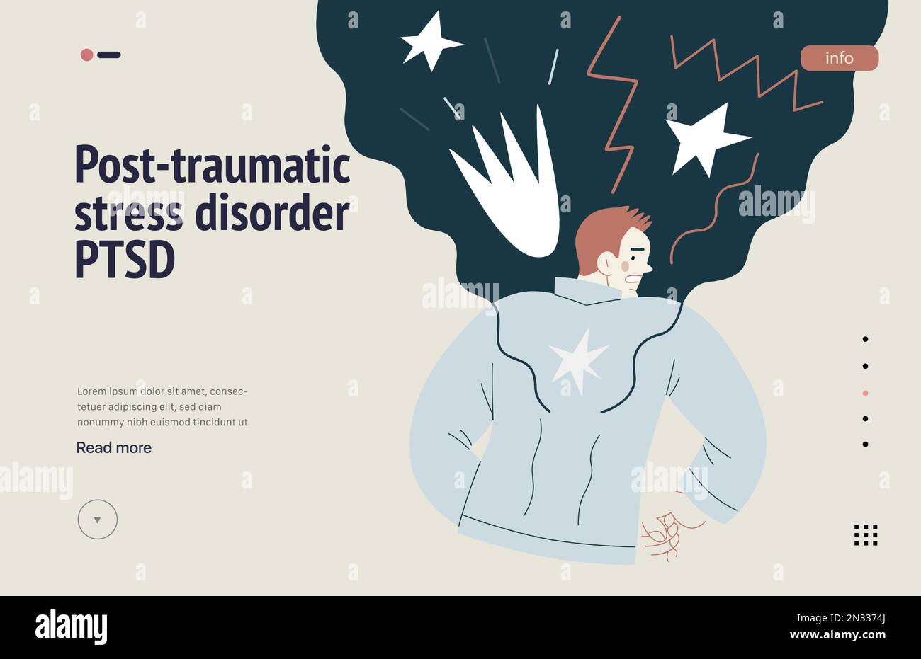 Mental disorders web template. PTSD - modern flat vector illustration ...