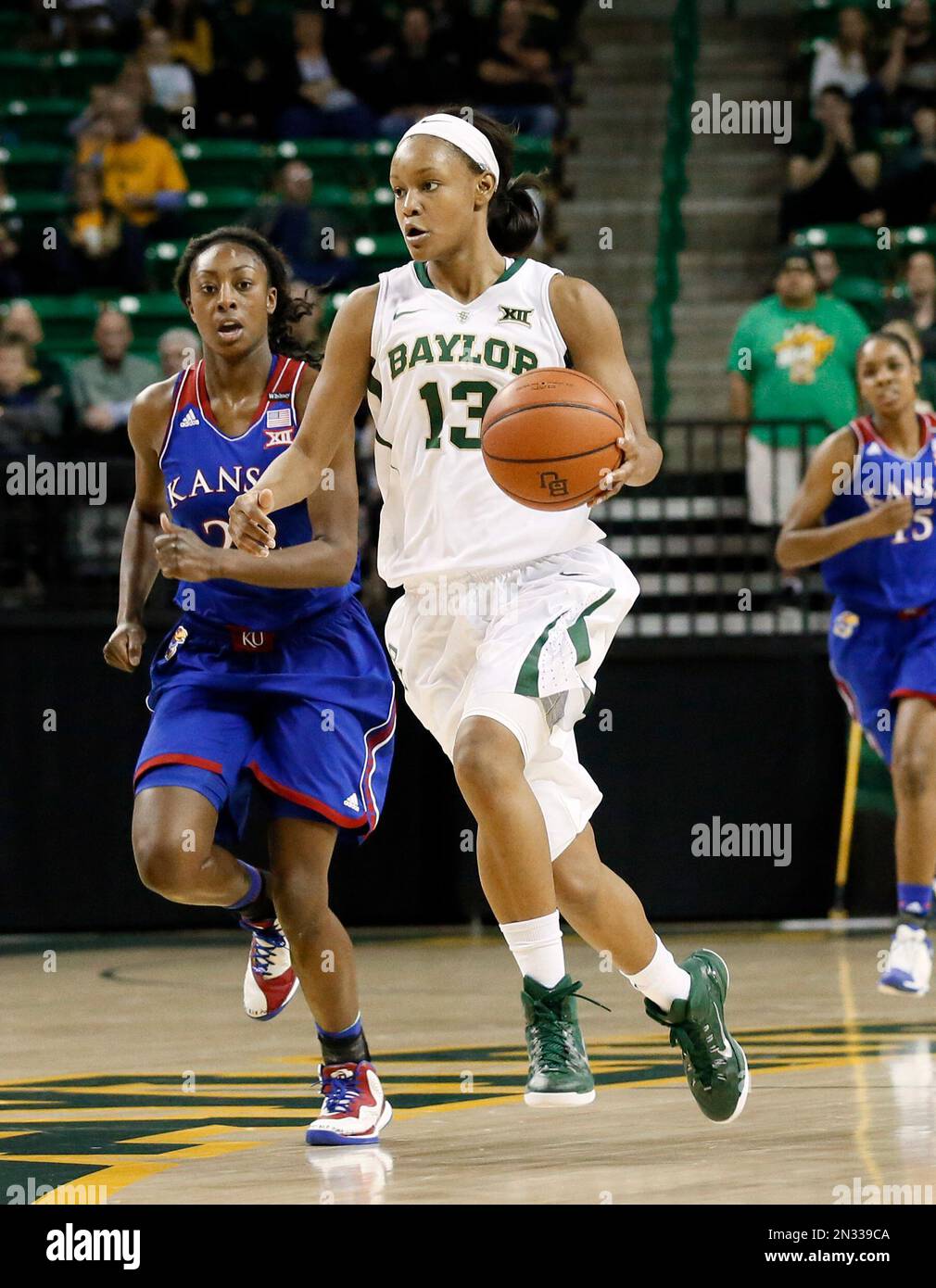 Baylor forward Nina Davis (13) brings the ball up court in front of ...
