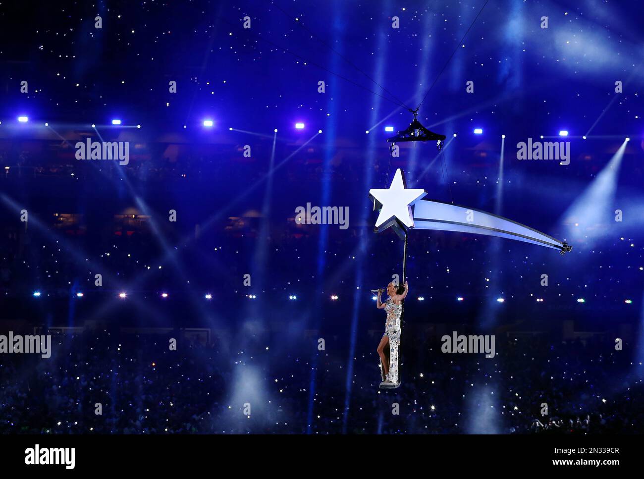 Singer Katy Perry performs at half-time during Super Bowl XLIX, between ...