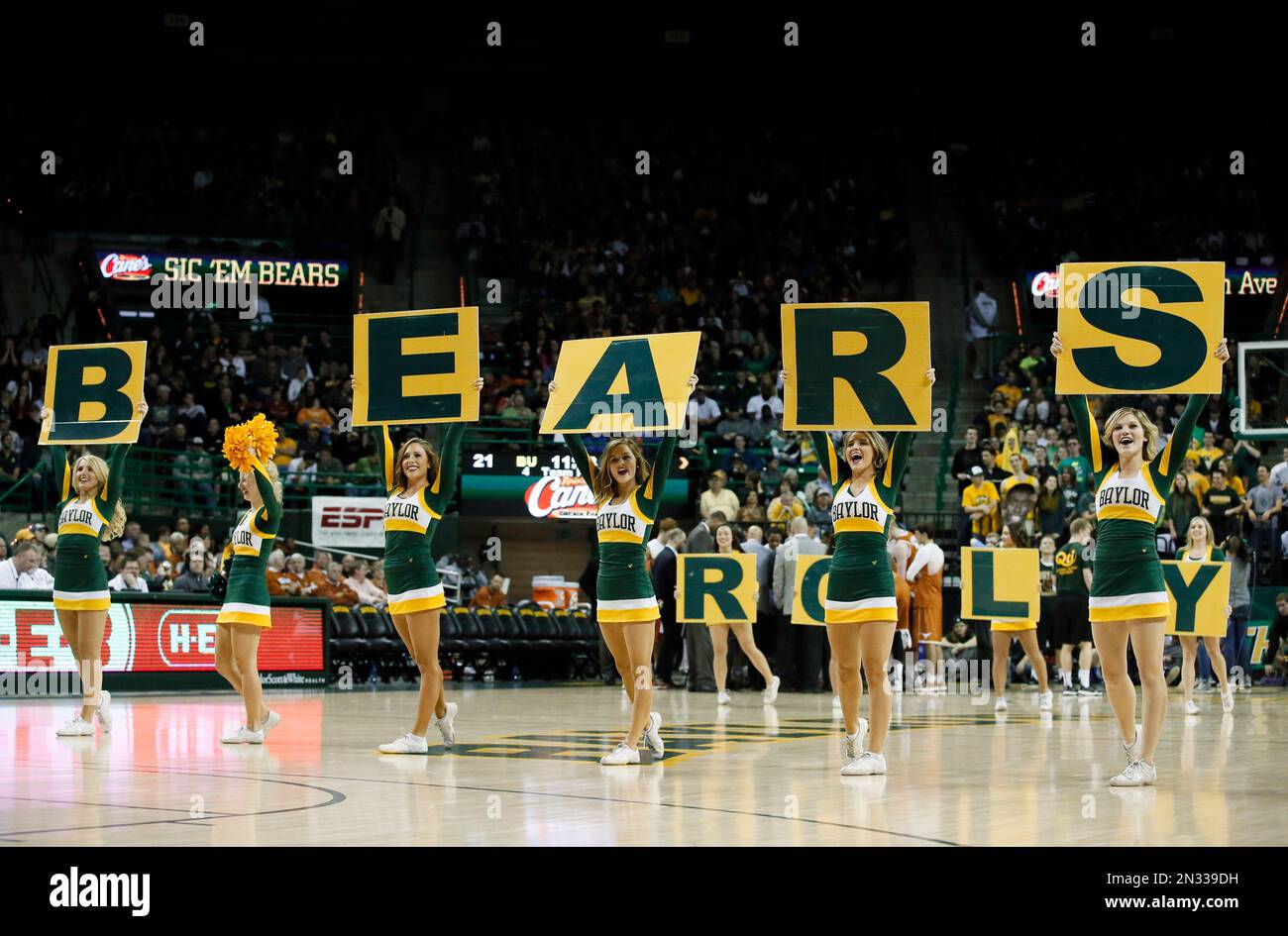 Baylor cheerleaders perform during a time out in the first half of an ...