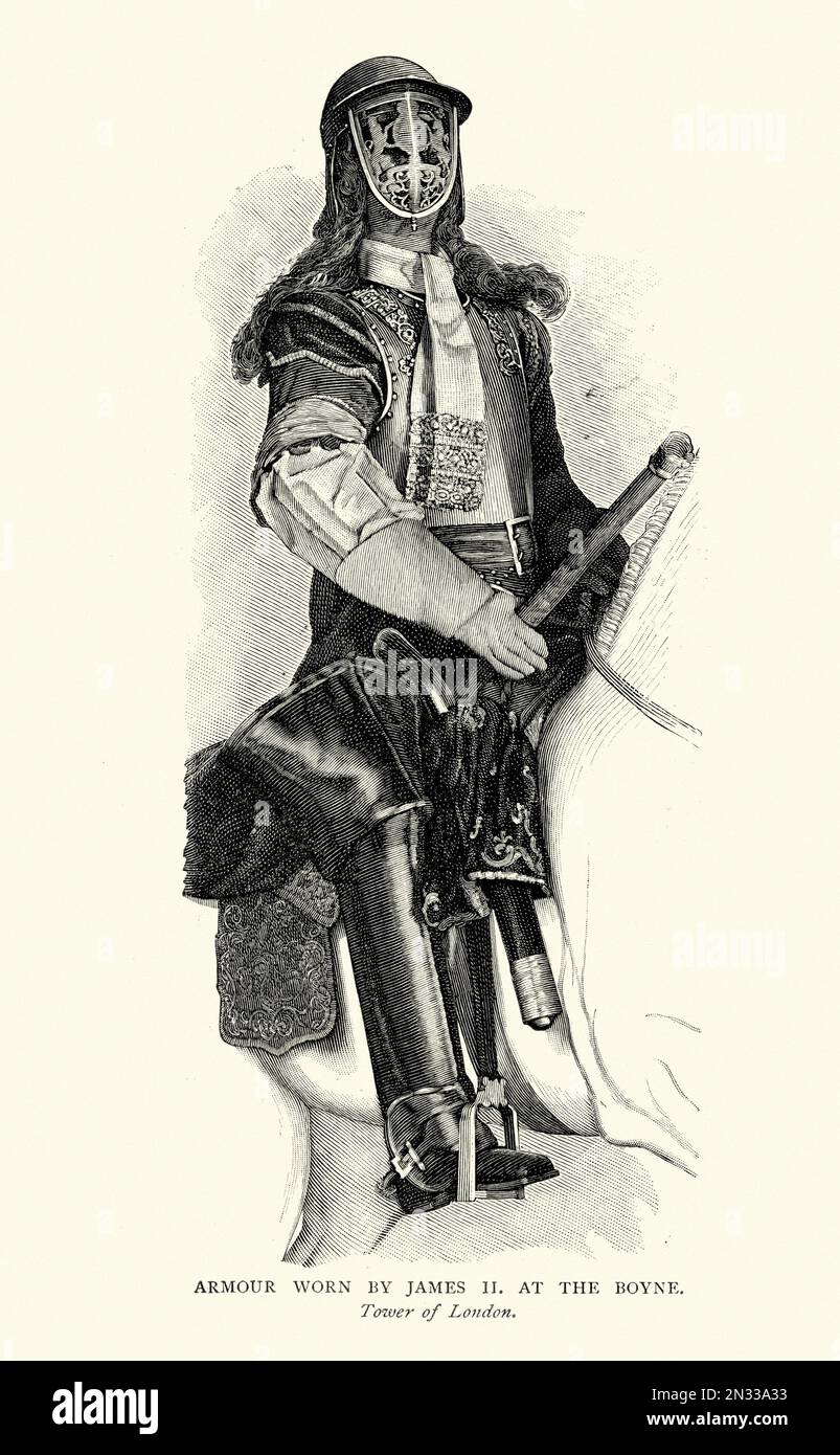 Vintage illustration Armour worn by James II at the Battle of the Boyne ...