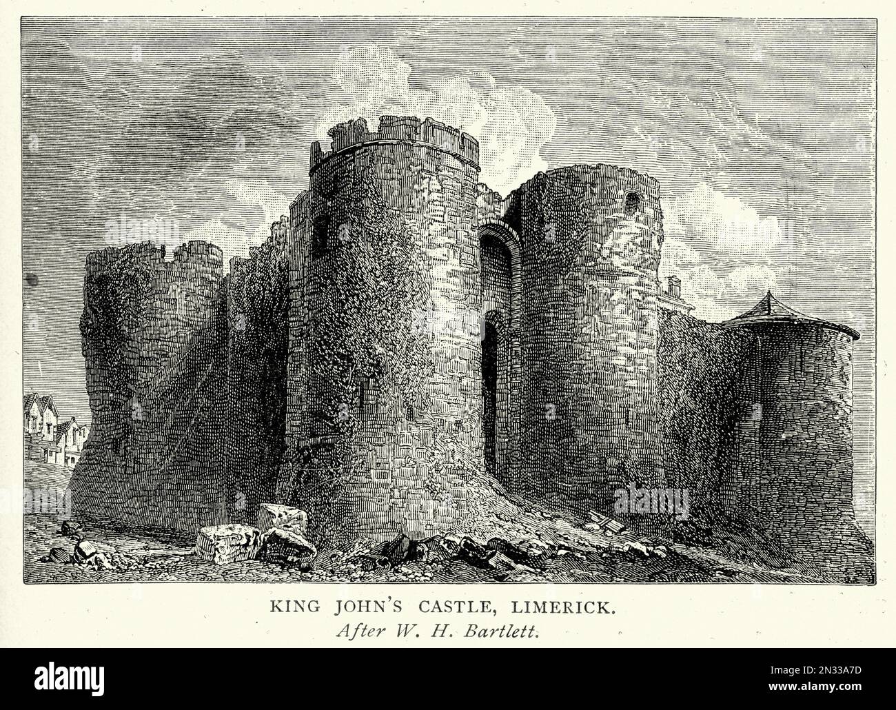 Vintage illustration King John's Castle also known as Limerick Castle ...
