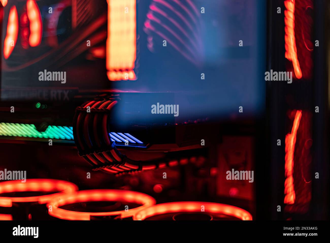 Close-up of a power connector on a Graphics Processing Unit (GPU) in a ...