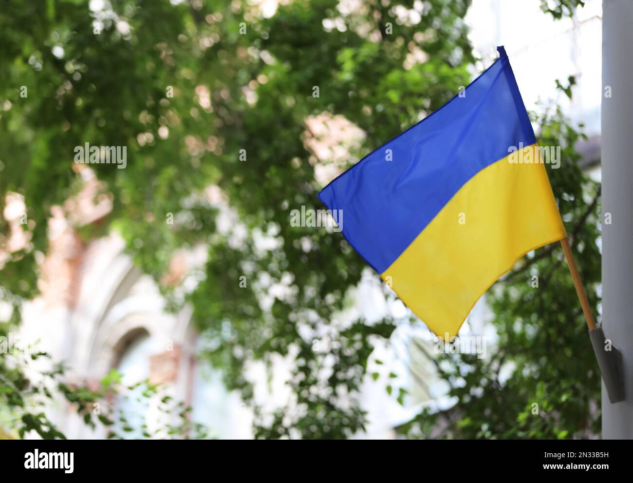 National flag of Ukraine attached to pole outdoors Stock Photo - Alamy