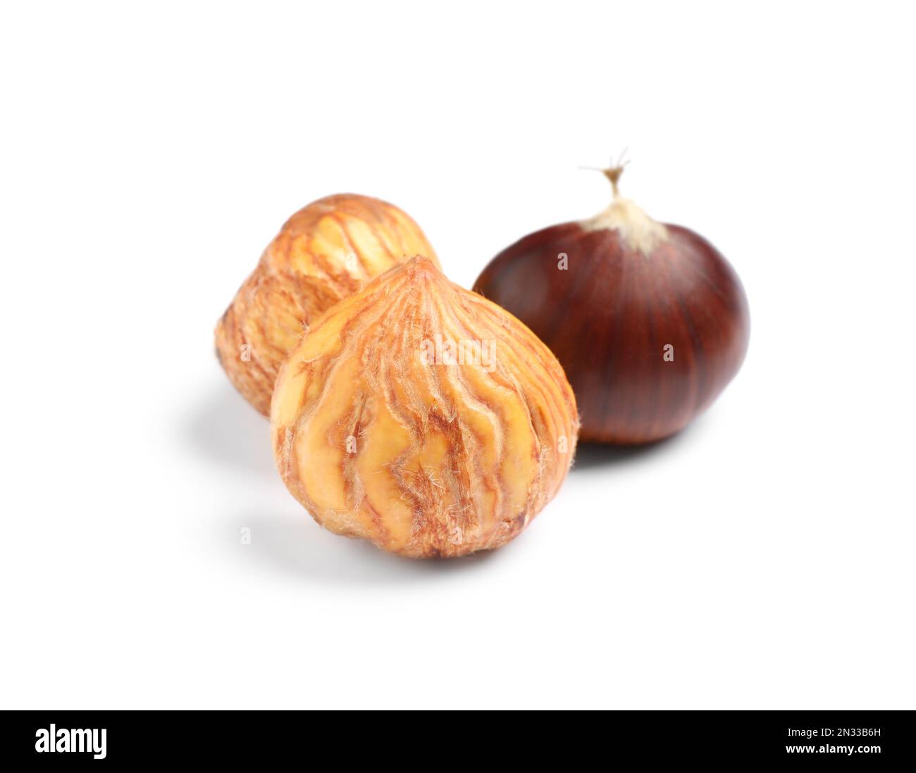 Fresh sweet edible chestnuts on white background Stock Photo - Alamy