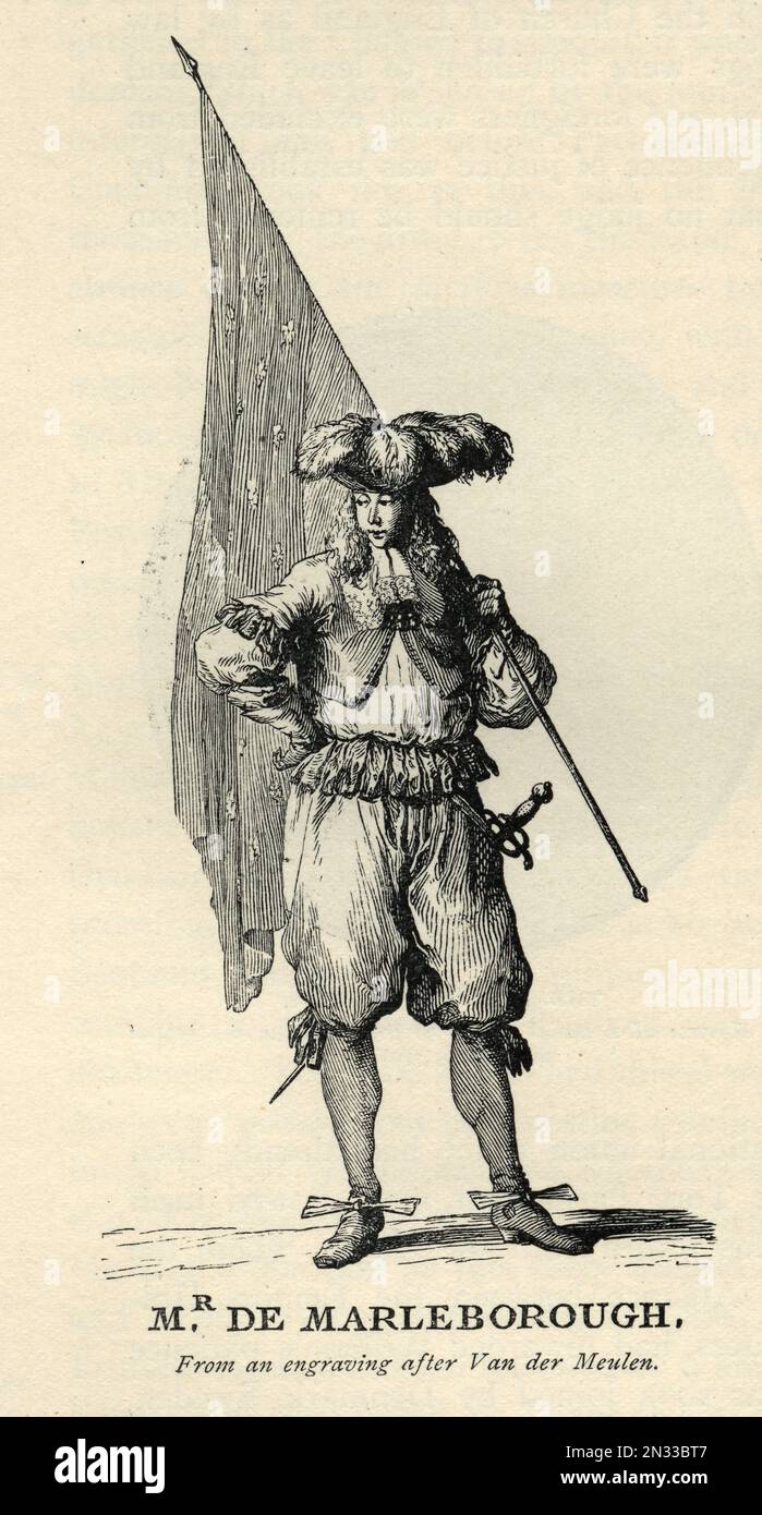 Vintage illustration Soldier of the Duke of Marlborough, 17th Century ...