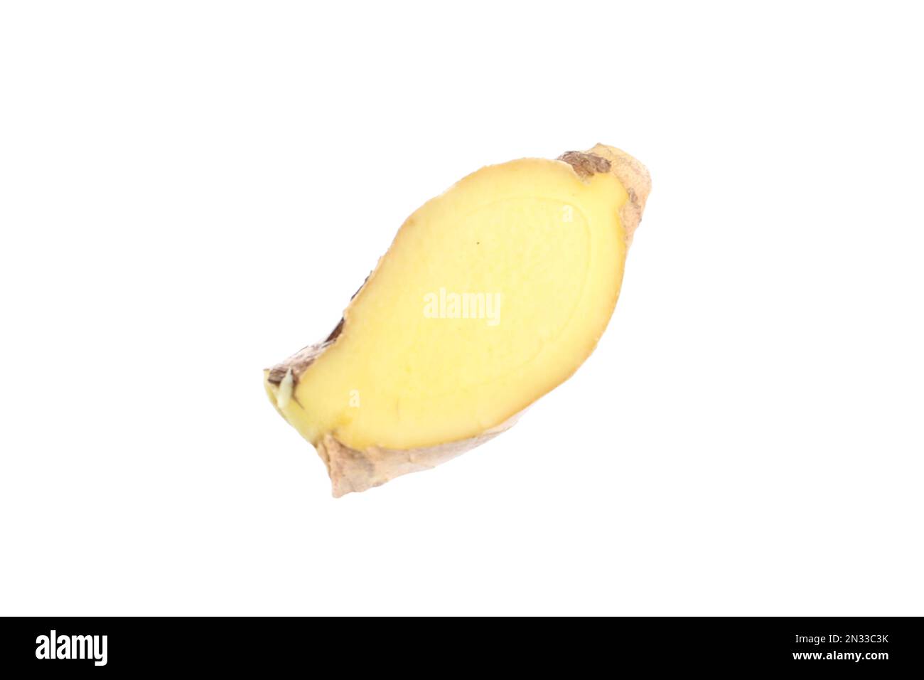 Slice of fresh ginger isolated on white Stock Photo - Alamy