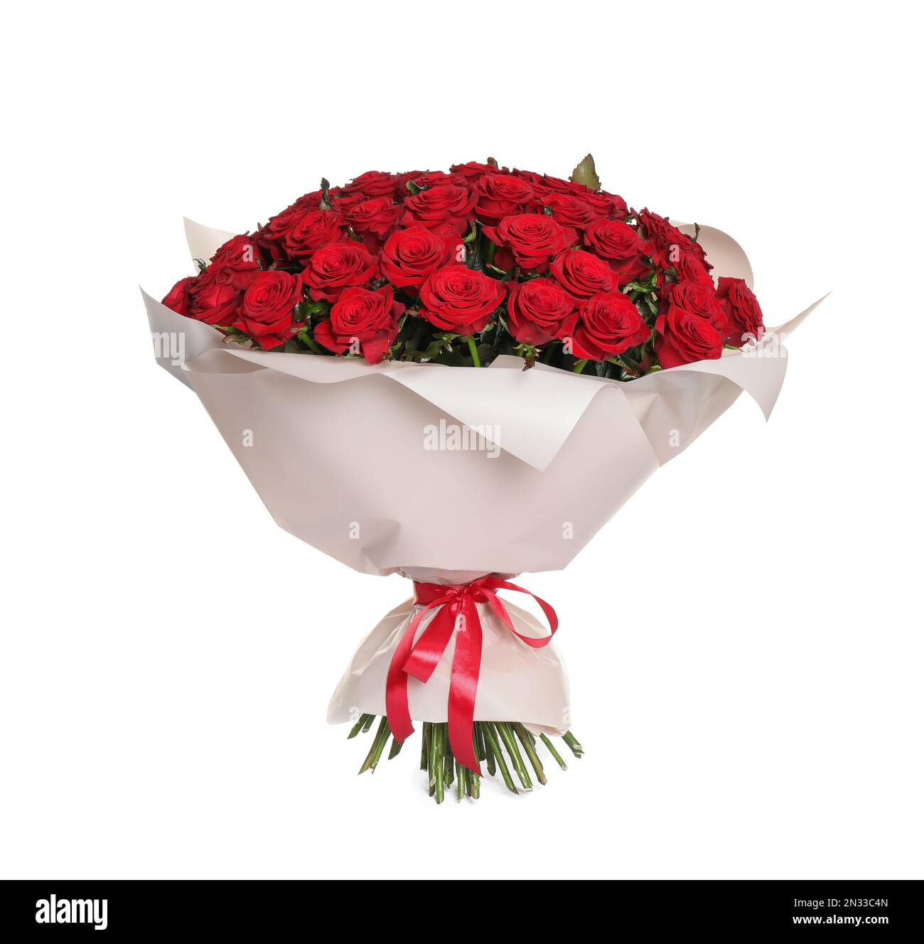 Luxury bouquet of fresh red roses isolated on white Stock Photo - Alamy