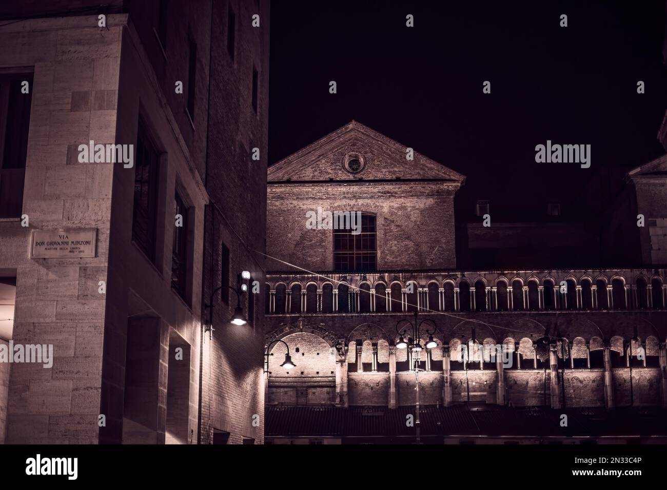 A photo showcasing the architectural details of buildings in Ferrara's ...