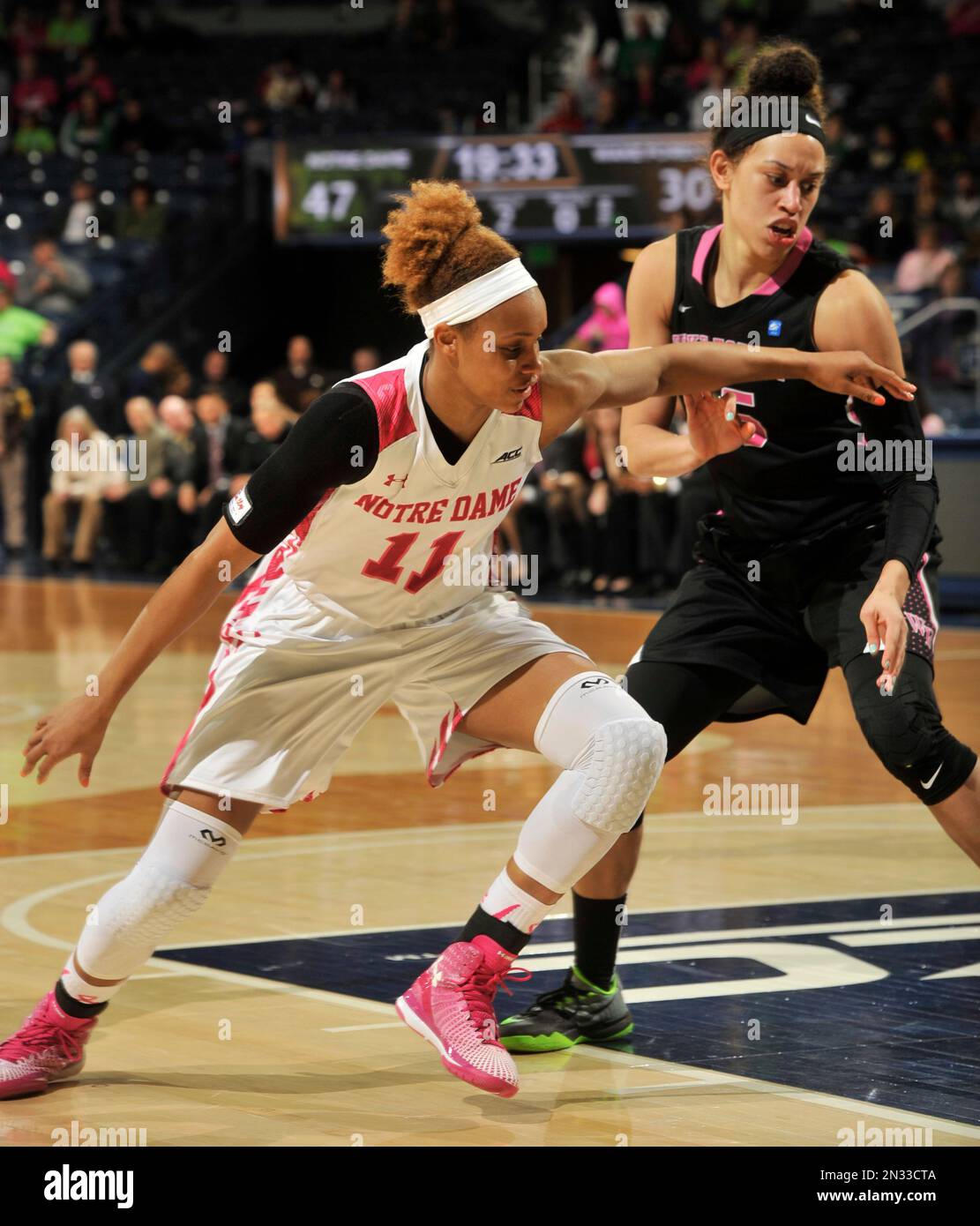 Notre Dame forward Brianna Turner, left, and Wake Forest forward ...