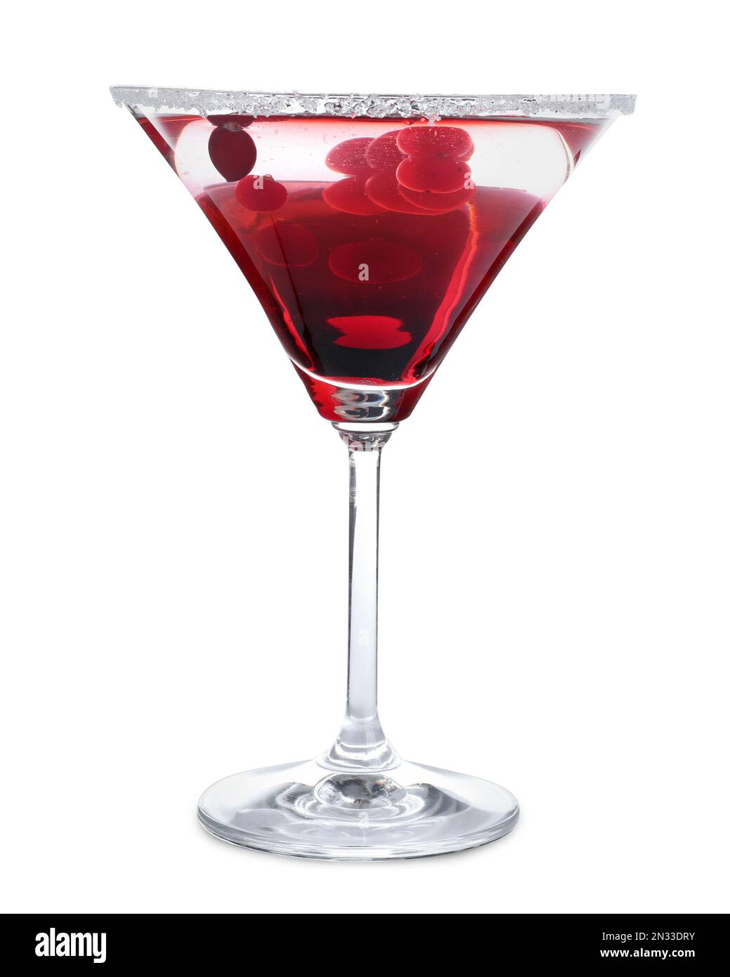 Delicious Christmas cocktail with liqueur in glass on white background ...