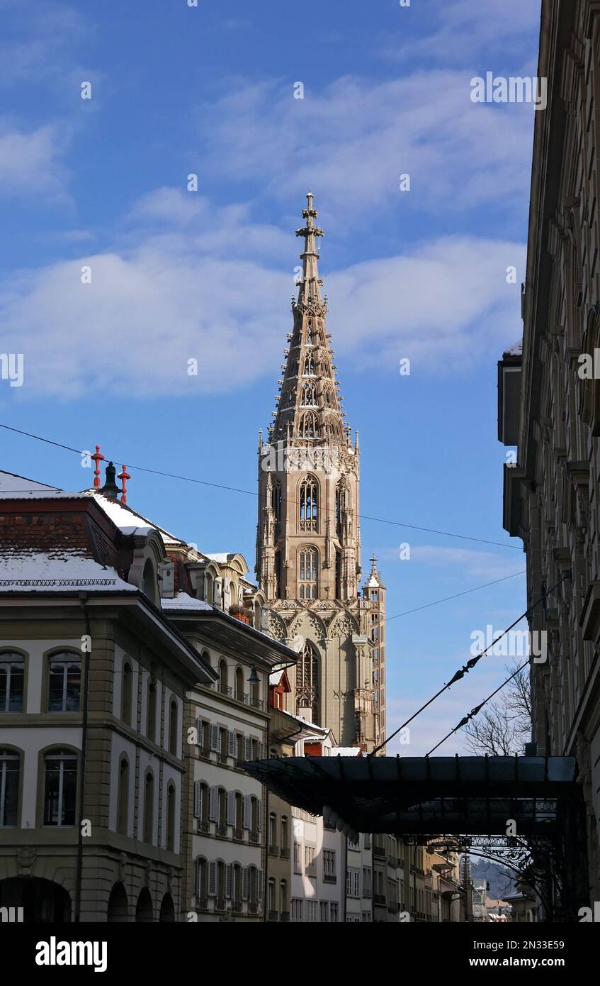 Bern Cathedral of St. Vincent late-Gothic building in the Swiss capital ...