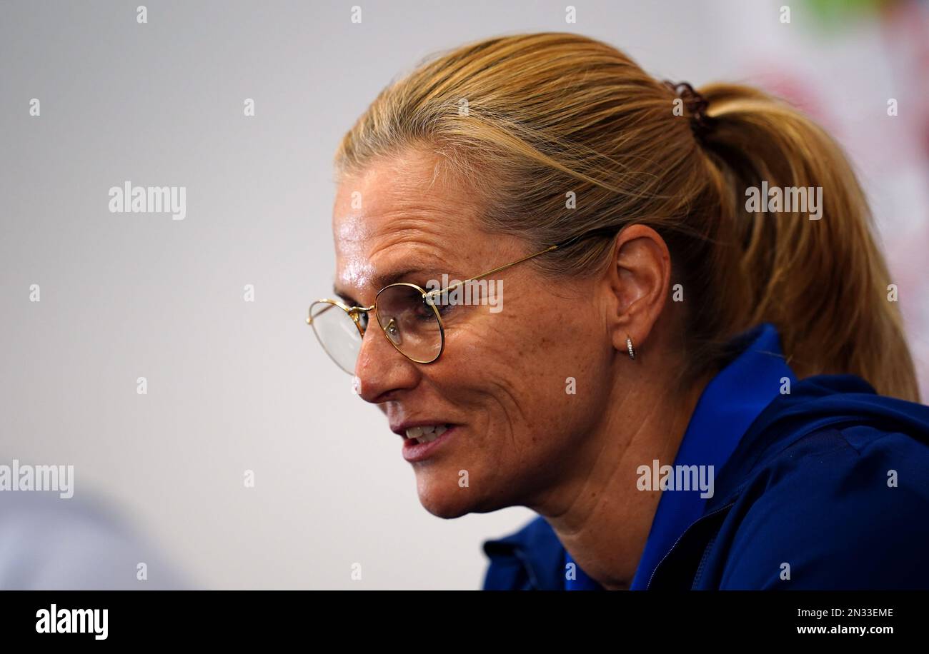 England manager Sarina Wiegman during a press conference at St. George ...