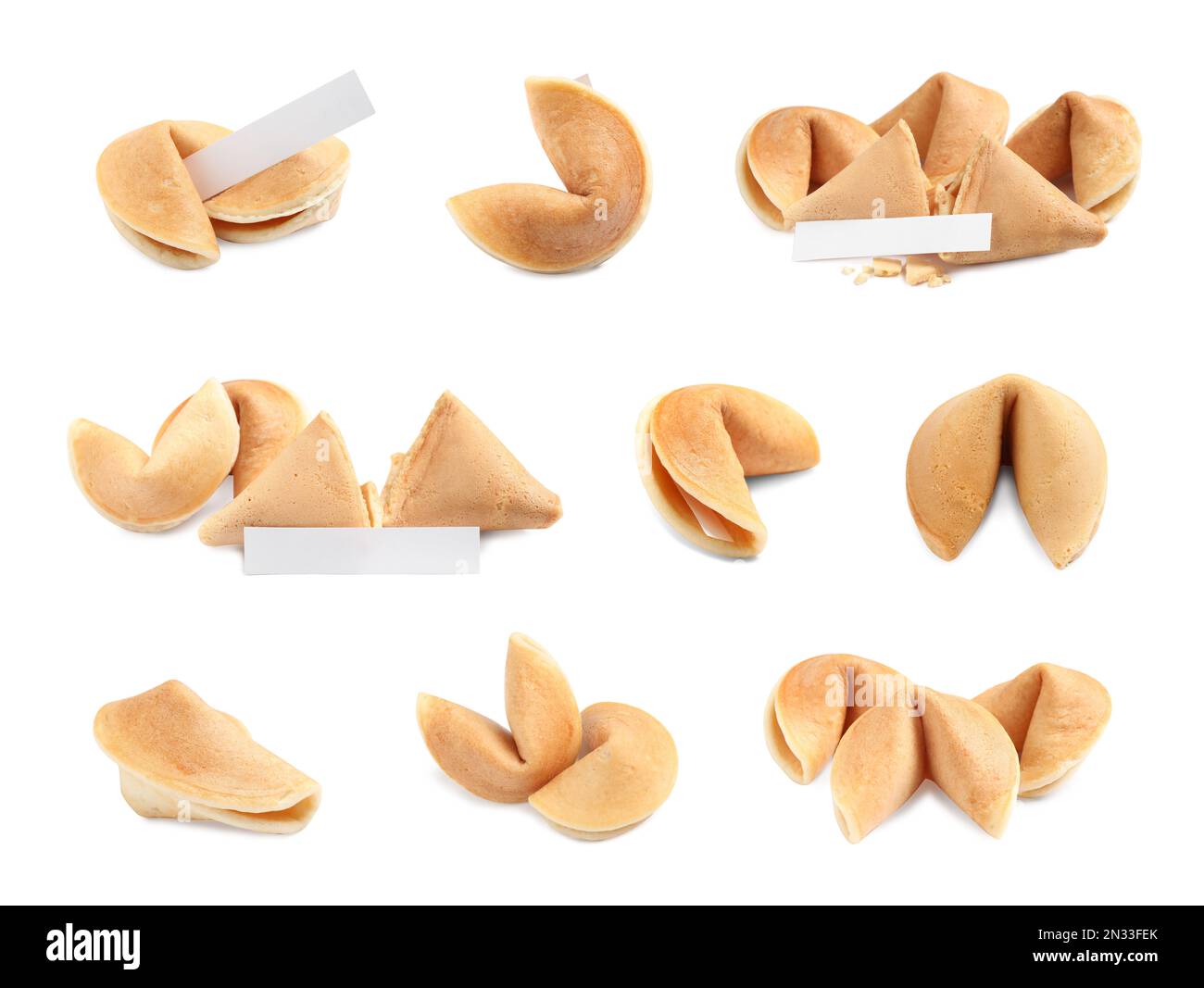 Set of fortune cookies on white background Stock Photo - Alamy