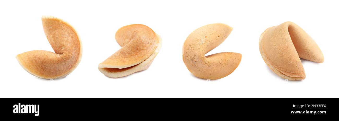 Set of fortune cookies on white background. Banner design Stock Photo ...