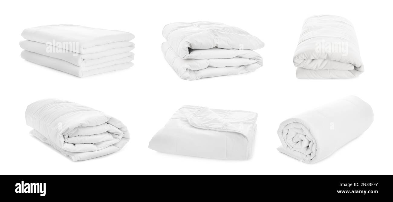 Set of clean blankets isolated on white. Banner design Stock Photo - Alamy