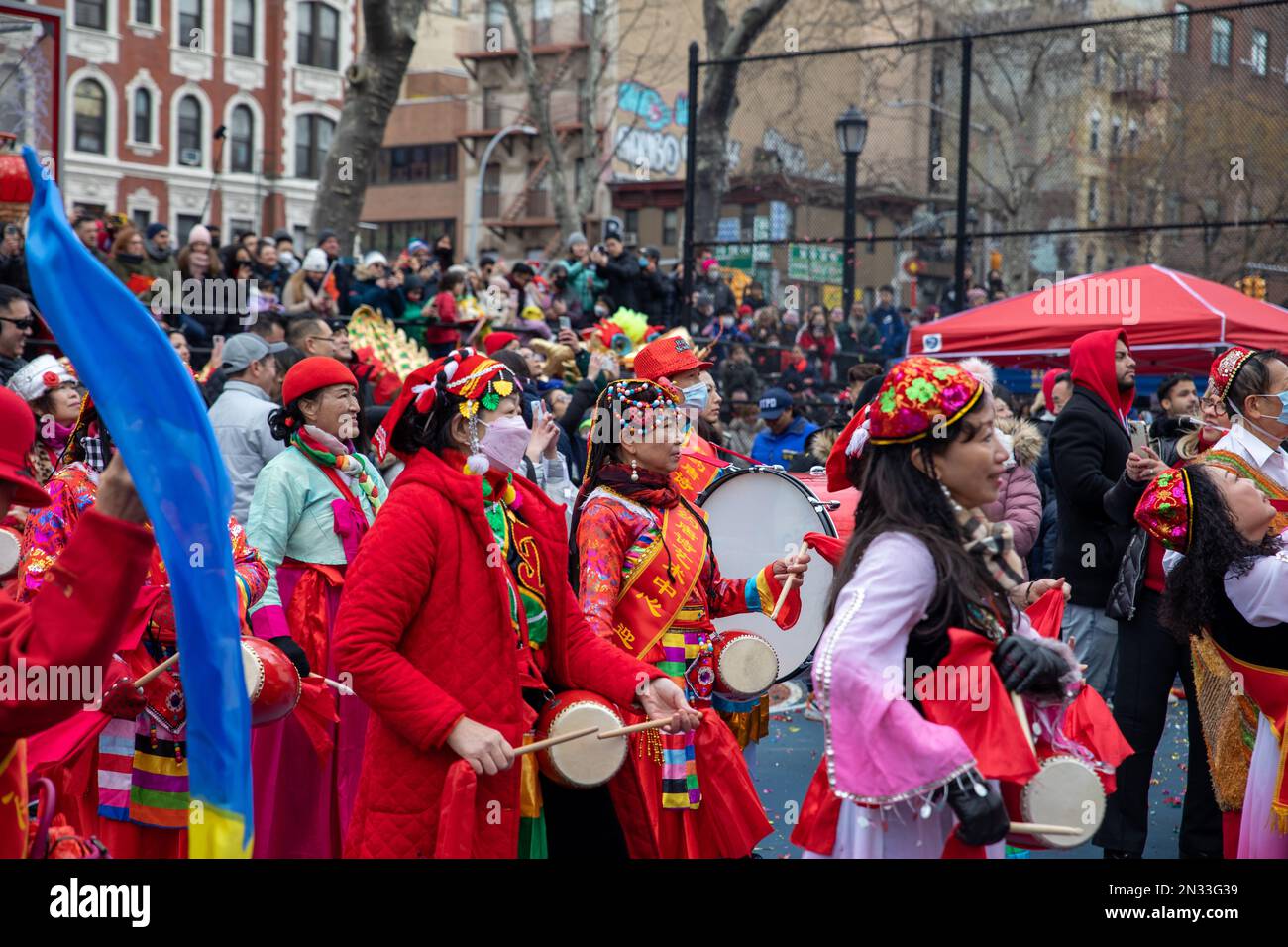 A beautiful shot of people during Chinese New Year Firecracker Ceremony ...