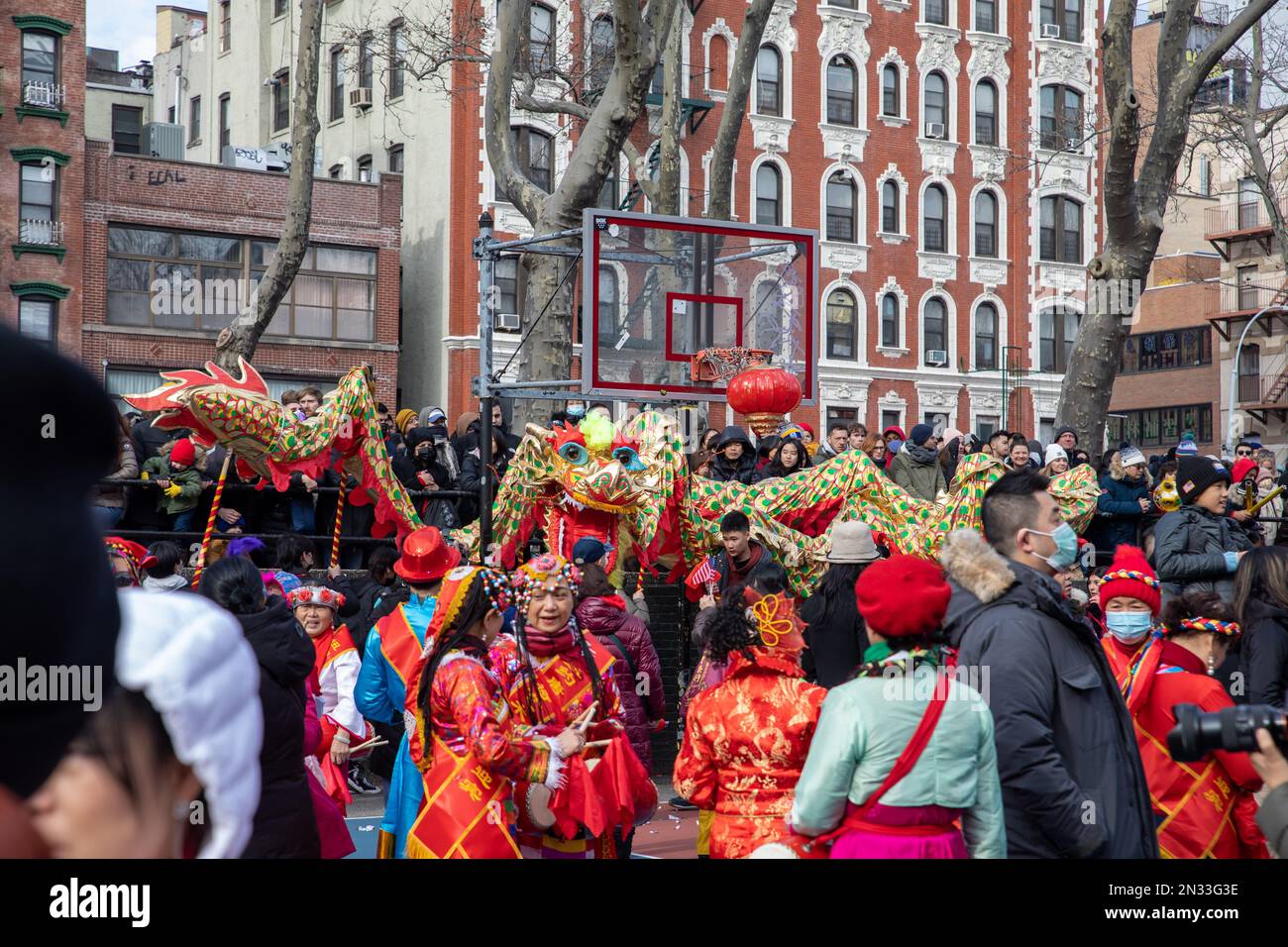 A beautiful shot of people during Chinese New Year Firecracker Ceremony ...
