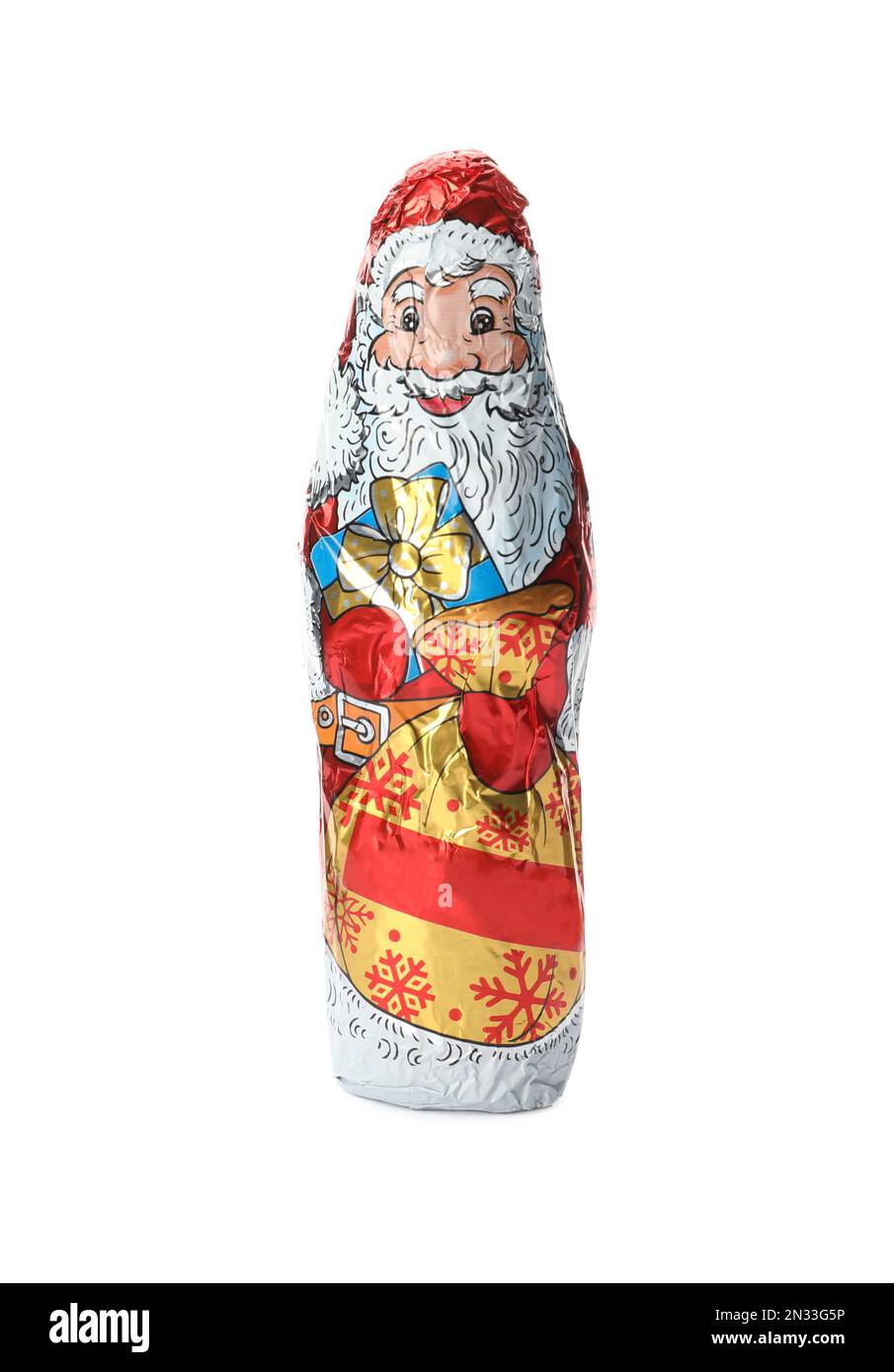 Chocolate Santa Claus in foil wrapper isolated on white Stock Photo - Alamy