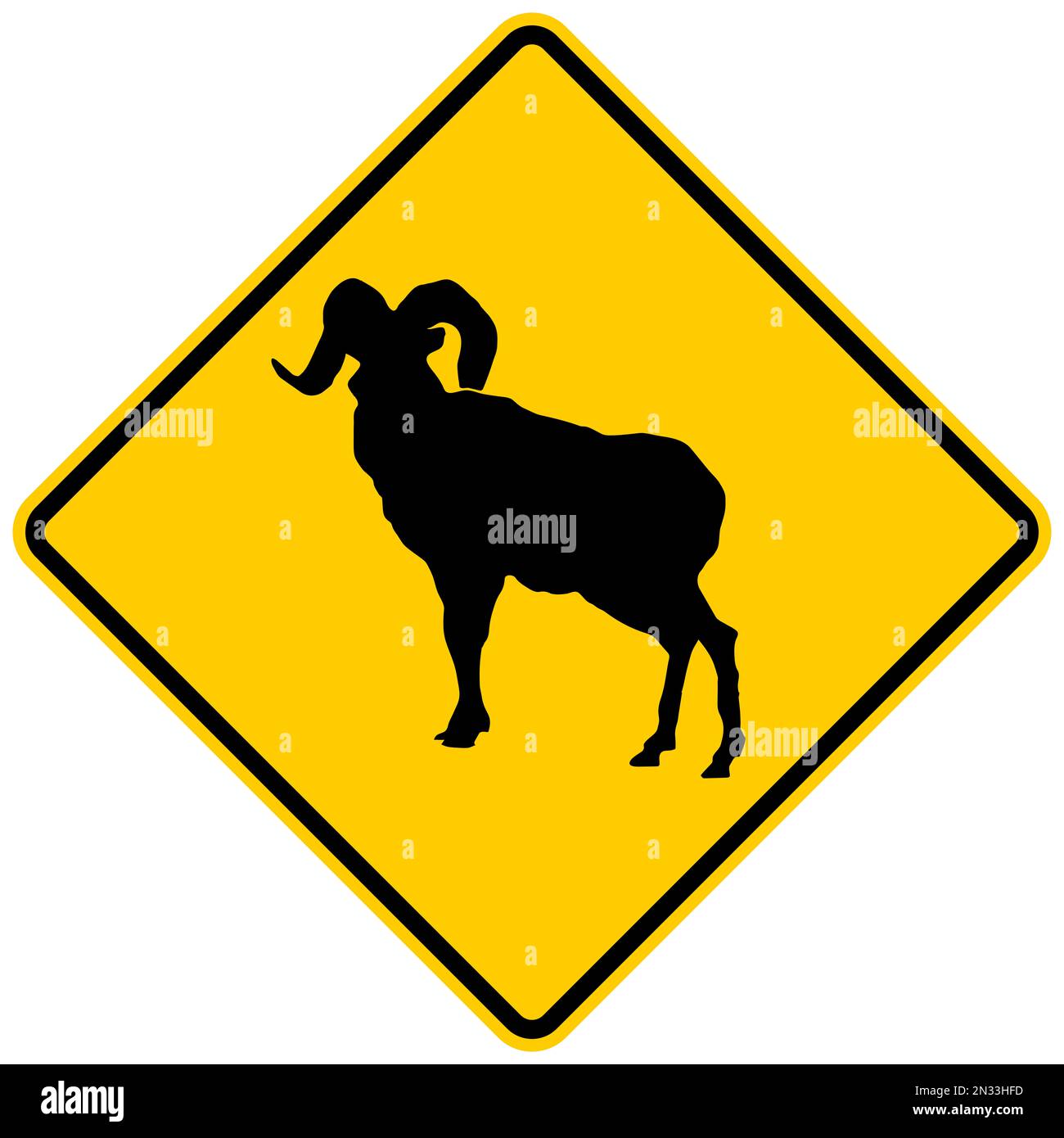 Bighorn sheep warning sign Stock Photo - Alamy