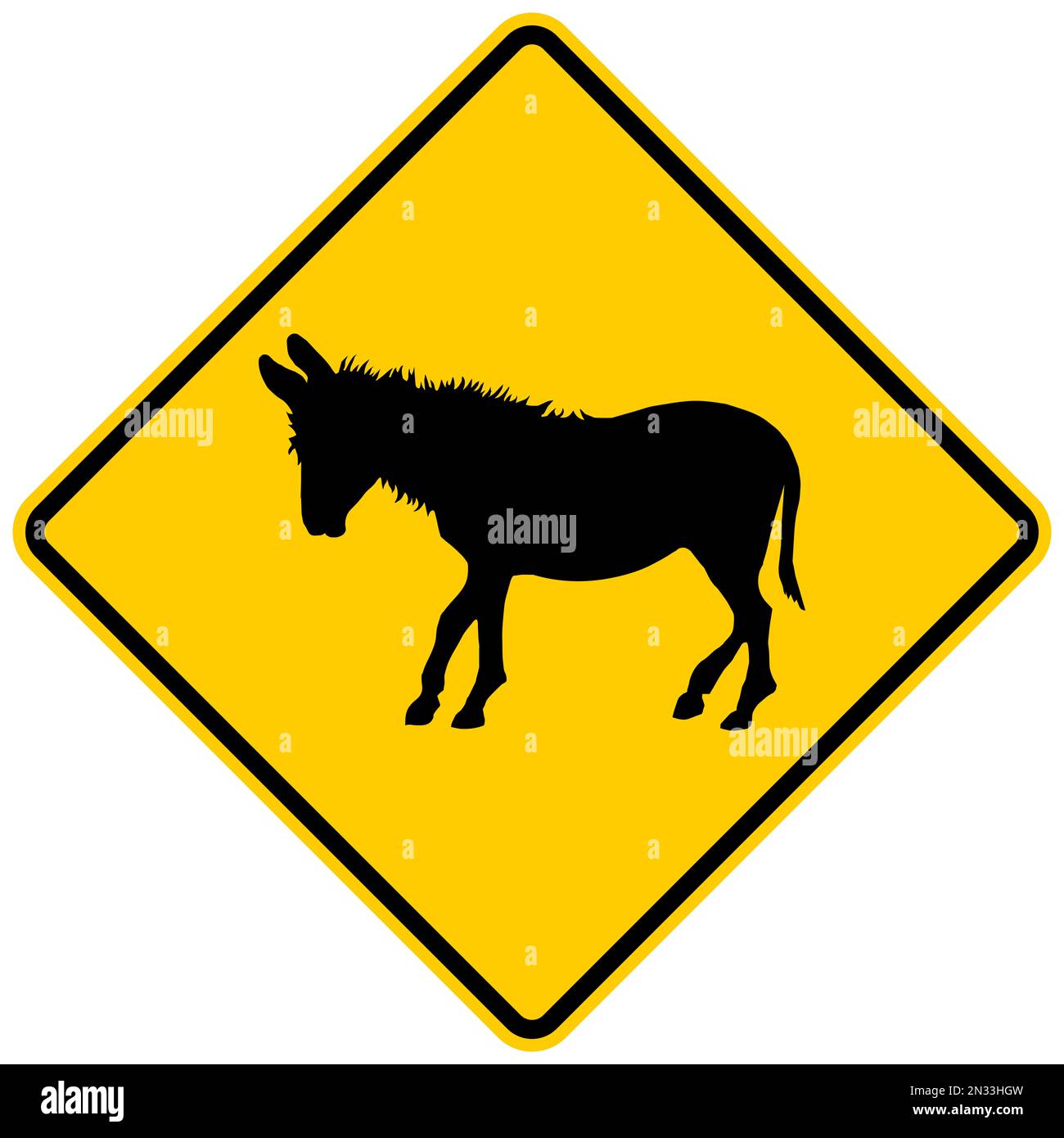 Donkey warning sign Stock Photo - Alamy