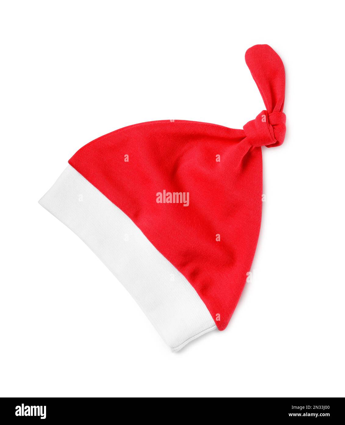Cute red hat isolated on white, top view. Christmas baby clothes Stock ...