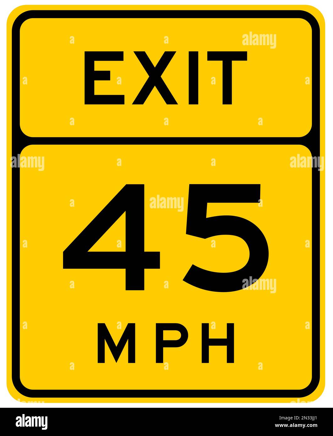 Advisory exit speed warning sign Stock Photo - Alamy