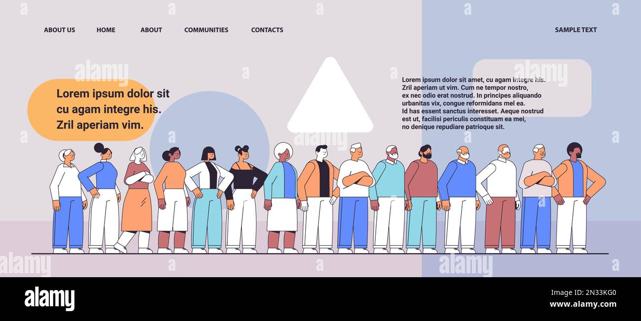 mix race people in casual clothes standing together men women group ...