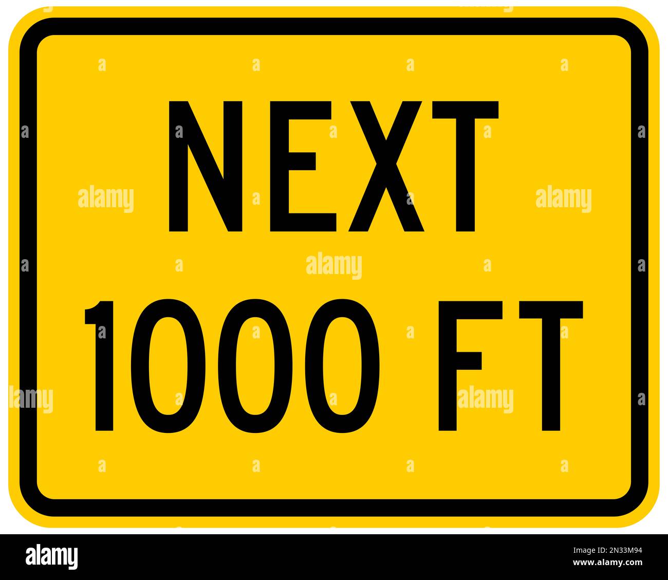 Next distance in feet warning sign Stock Photo - Alamy
