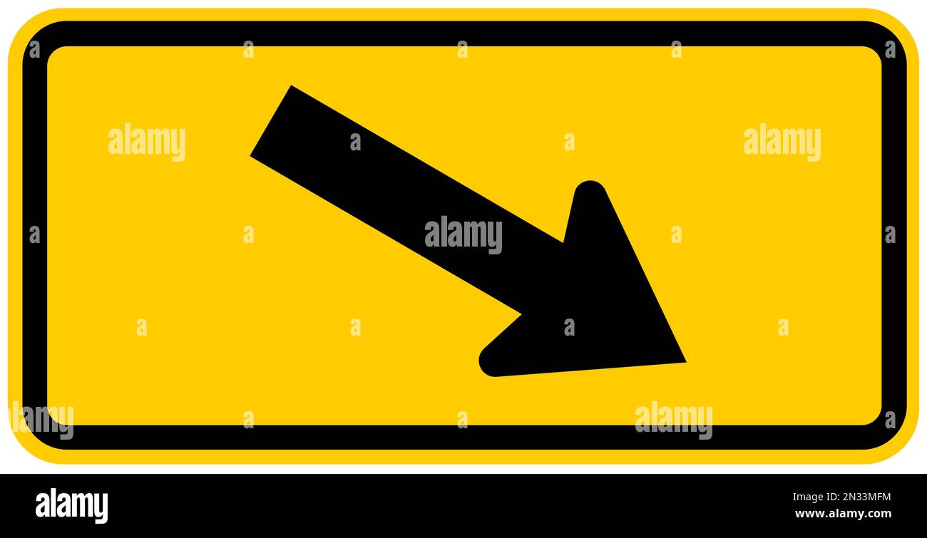 Supplemental diagonal arrow warning sign Stock Photo - Alamy