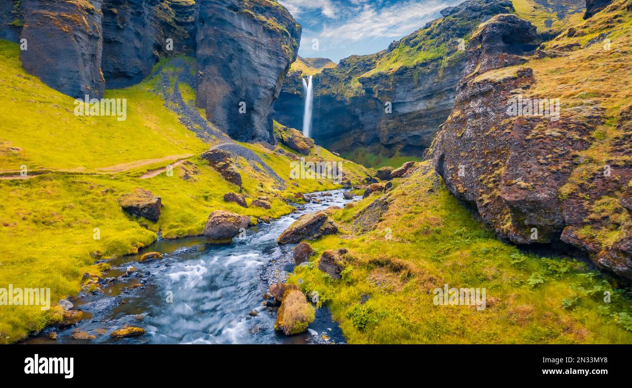 Aerial flying lush green icelandic hi-res stock photography and images ...