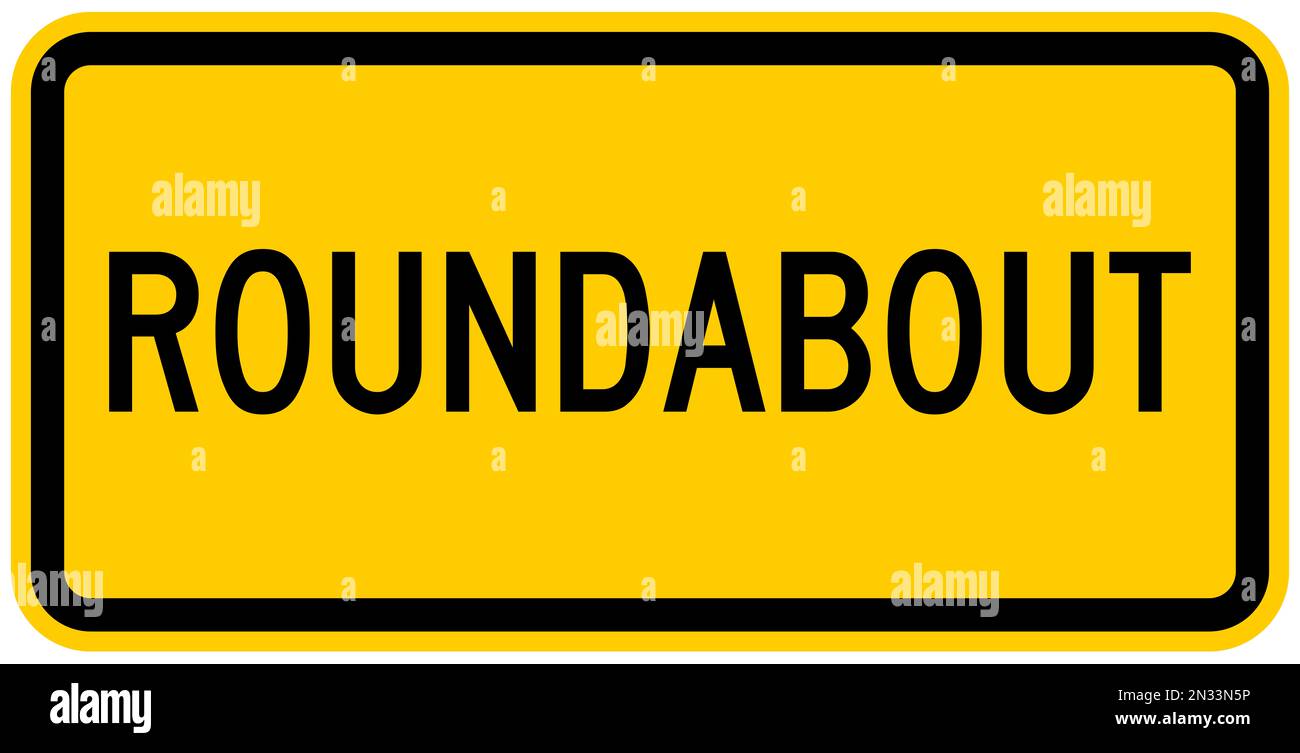 Roundabout warning sign Stock Photo - Alamy
