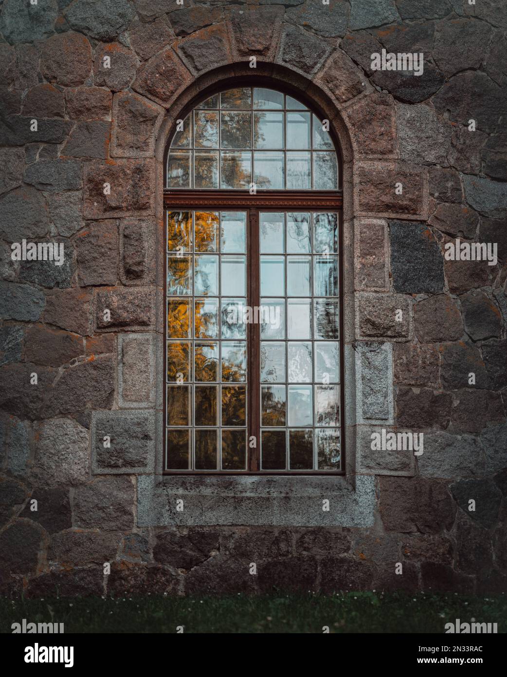 Old building window with reflections Stock Photo - Alamy