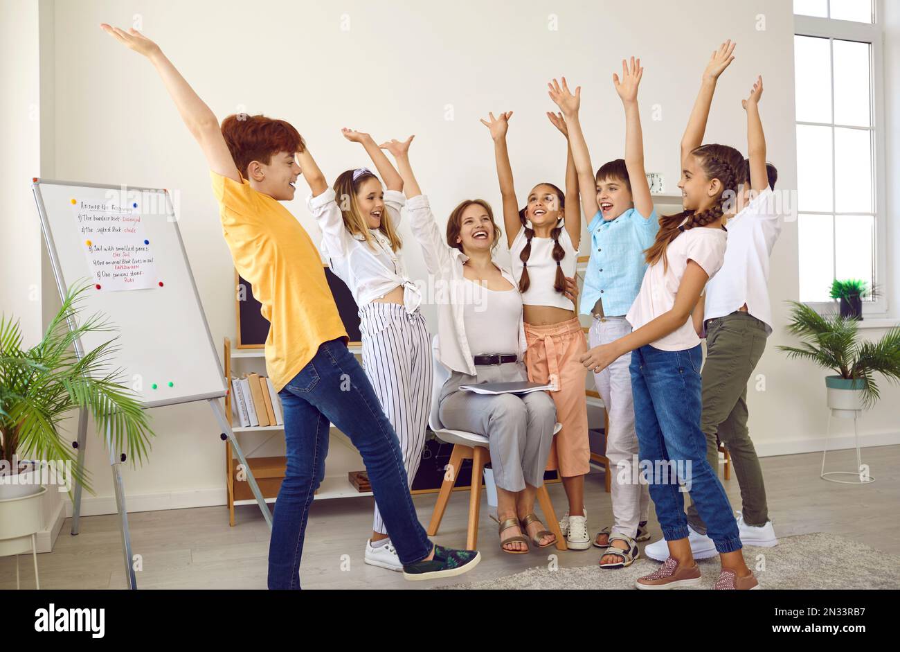 Motivated elementary school students and their teacher support each ...