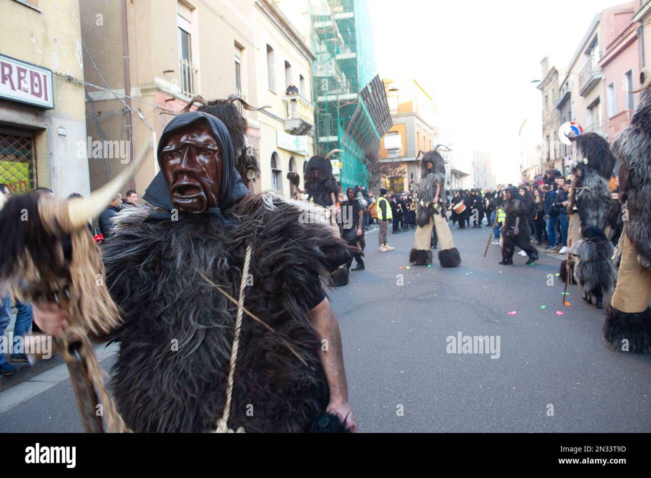 02-4-2023 - Italy, Sardinia, Sassari, Carnival in Macomer "Carrasegare in Macomer" parade of ...
