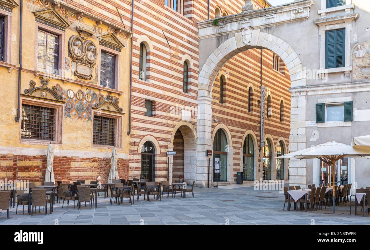 The Captain's Palace facade at Piazza dei Signori, Verona city, Veneto ...