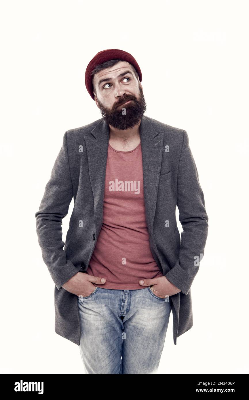 Bearded hipster brutal person. Bully hipster. School of good manners ...