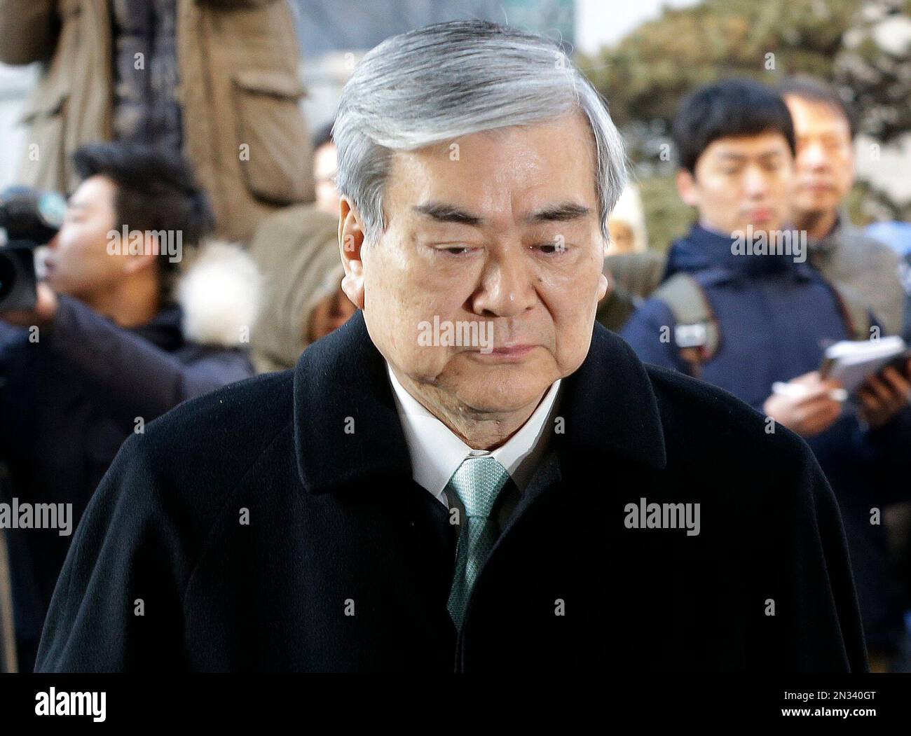 Cho Yang-ho, the chairman of Korean Air Lines Co., arrives to take the stand for his eldest ...
