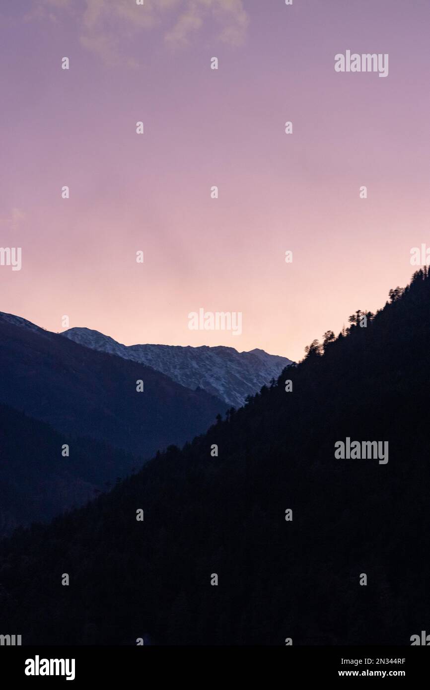 A vertical shot of the beautiful landscapes of Himachal Pradesh, India ...