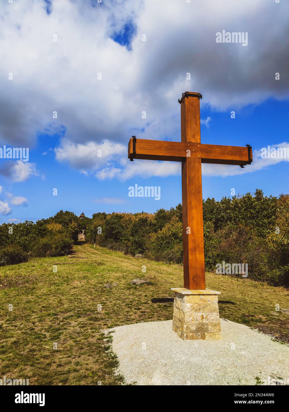 Memorial cross in front of the 52nd International Eucharistic Congress ...