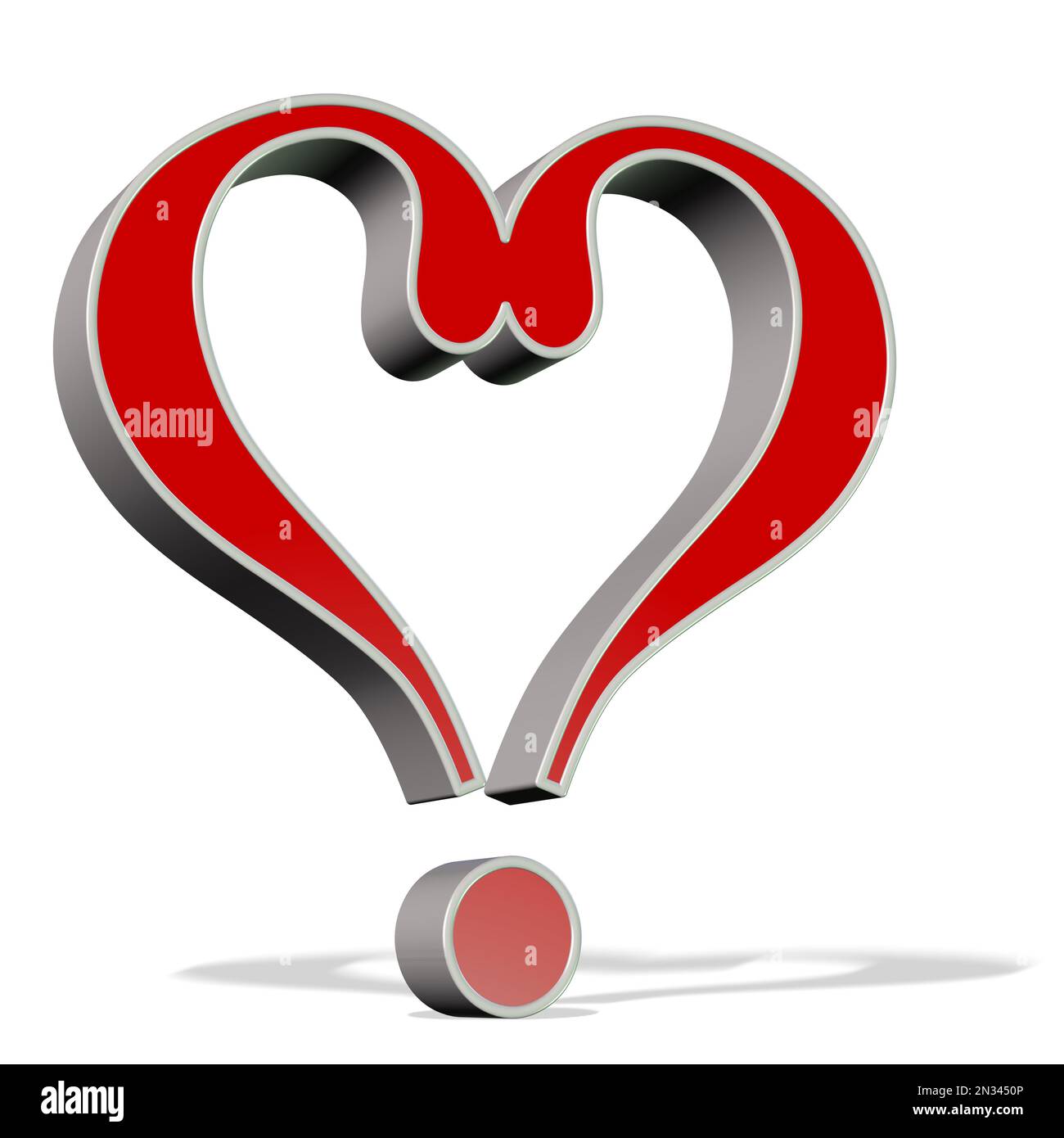 Red heart shaped from question marks, 3d illustration Stock Photo - Alamy