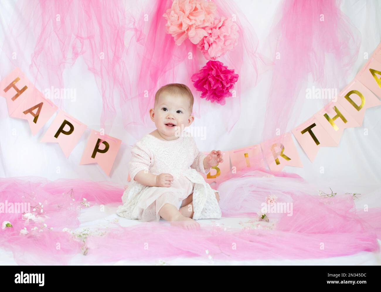 Celebrating first birthday. Happy birthday baby girl Stock Photo - Alamy