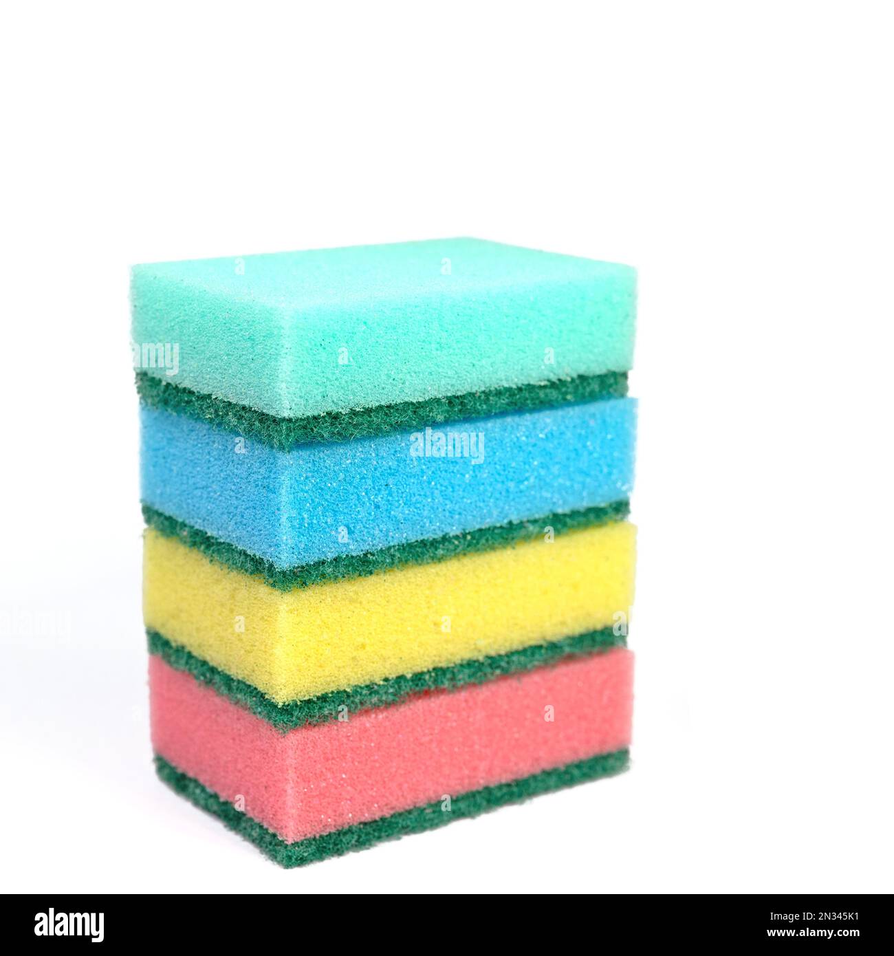 Colorful dishwashing sponges against a white background Stock Photo - Alamy