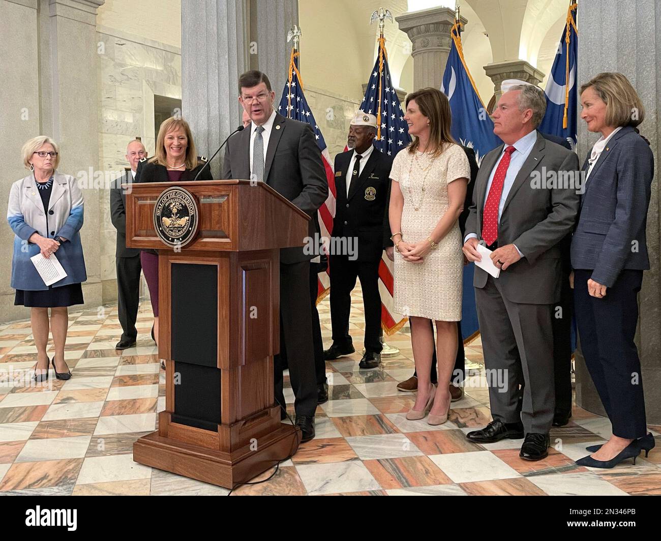 Retired Maj. Gen. Todd McCaffrey speaks at a news conference on Tuesday ...
