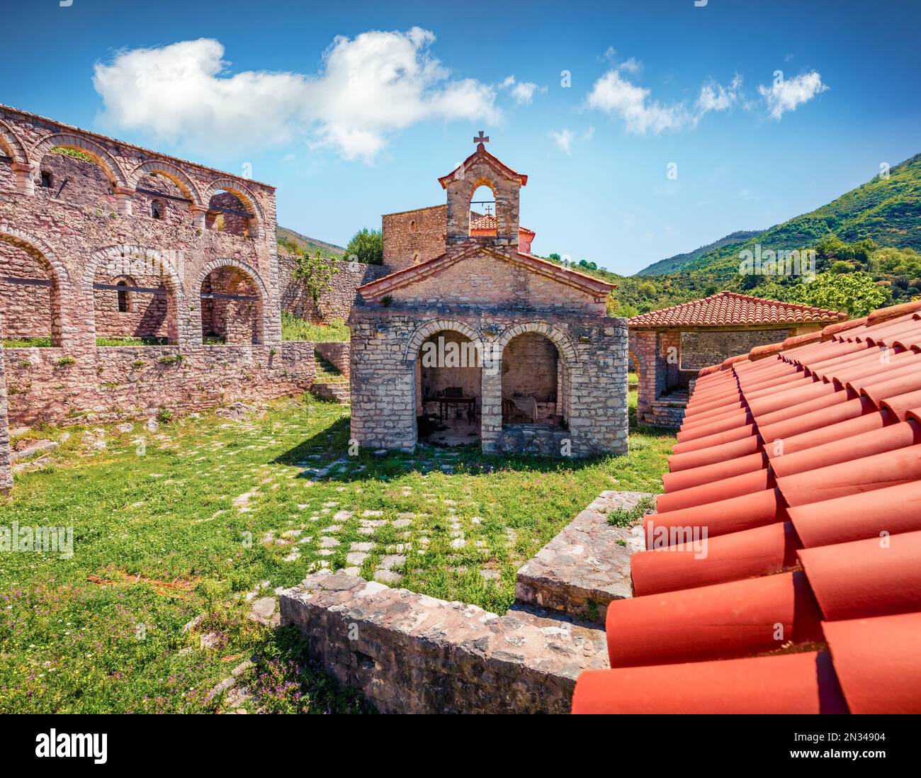 Abandoned St. Mary Monastery. Splendid spring scene of Albania, Europe ...