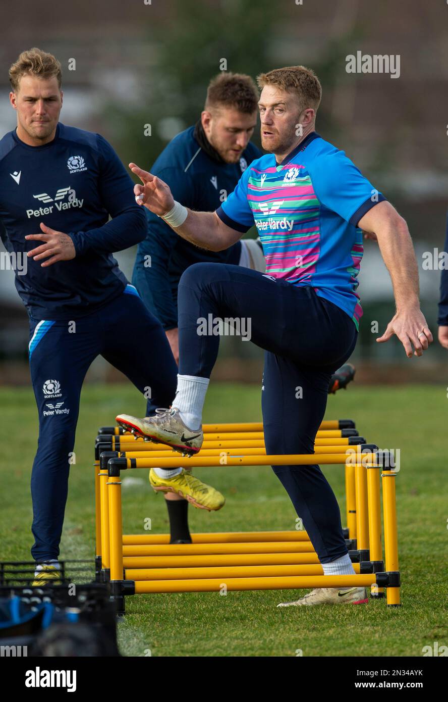 Kyle steyn during scotland rugby training session at the oriam hi-res ...
