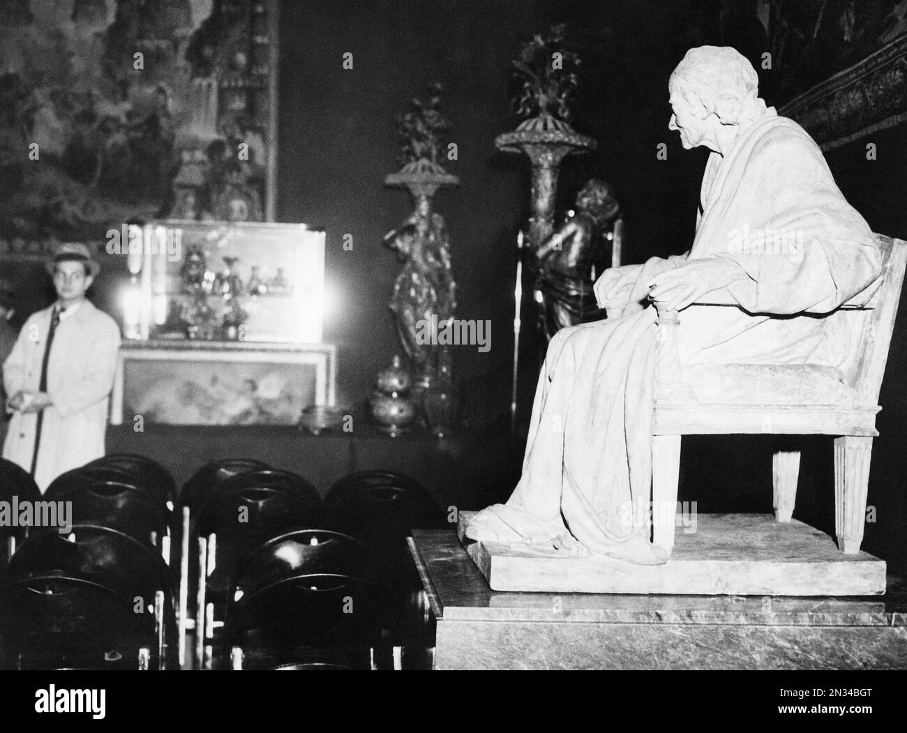 FILE - This Dec. 11, 1936, file photo shows a statue of French writer ...