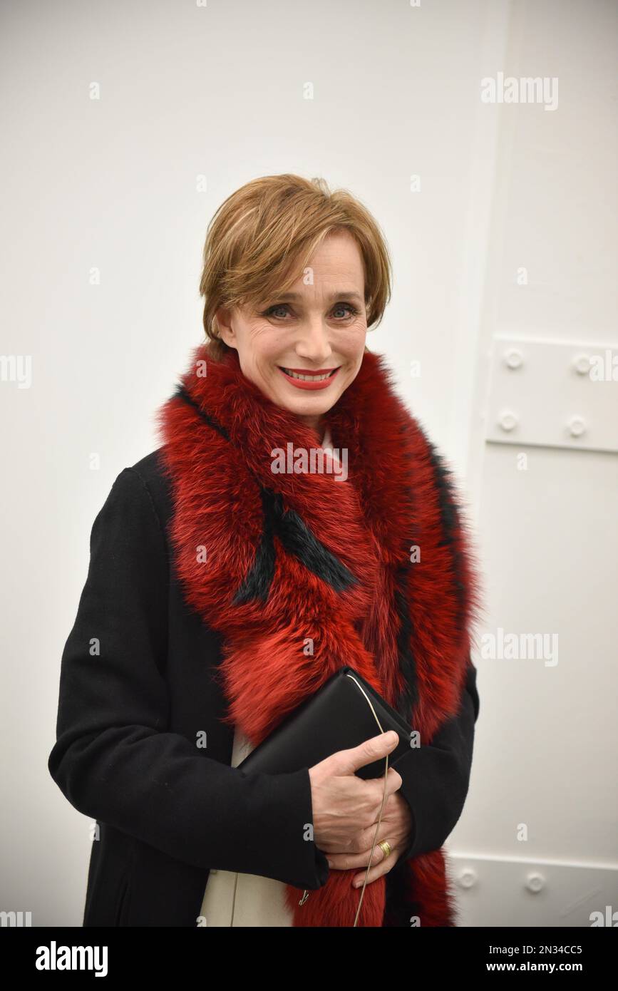 British-French actress Kristin Scott Thomas poses as she attends Elie ...