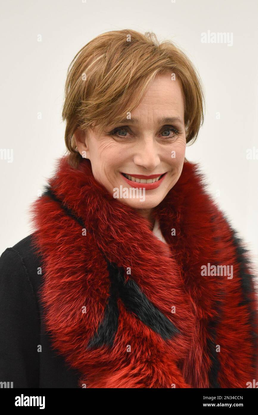 British-French actress Kristin Scott Thomas poses as she attends Elie ...